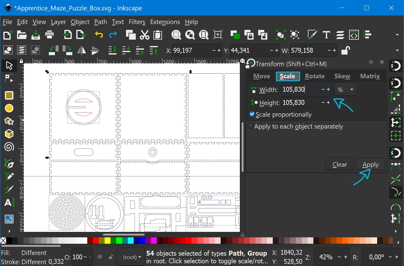 Resize a Laser Cutting Template for Different Material Thickness